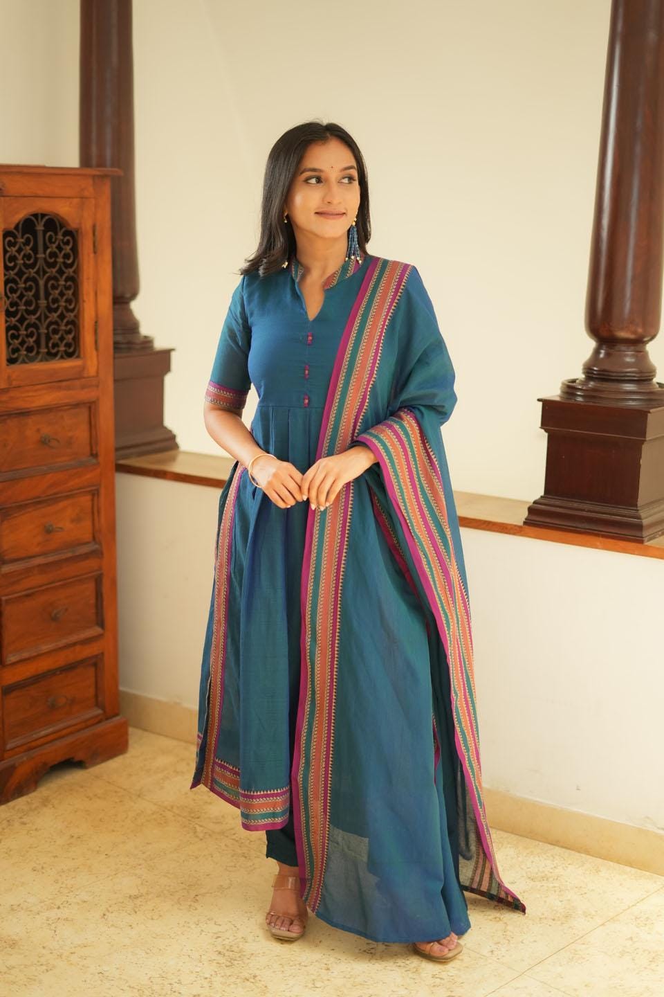 Traditional Ethnic Narayanpet Cotton Kurta Set With Dupatta | Designer ...