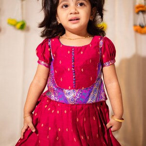 Girls Traditional Ethnic Chanderi Silk Lehenga Choli | Silk Kids Pattu ...