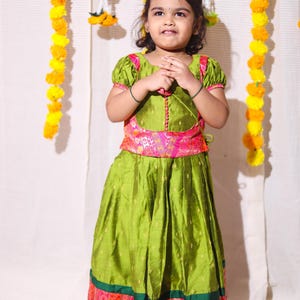 Girls Traditional Ethnic Chanderi Silk Lehenga Choli | Silk Kids Pattu ...
