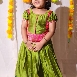 Girls Traditional Ethnic Chanderi Silk Lehenga Choli | Silk Kids Pattu ...
