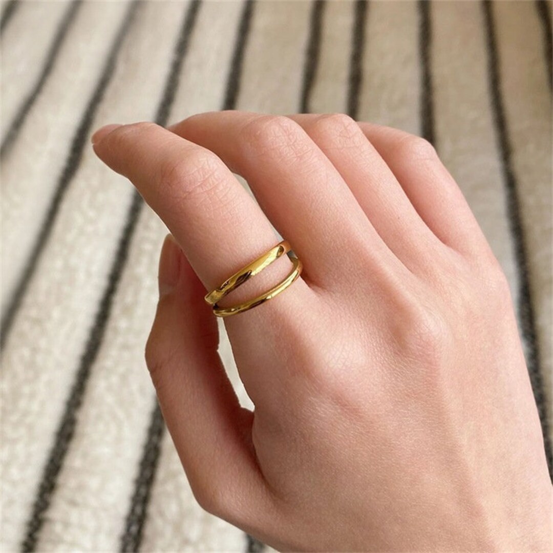Retro Minimalist Opening Rings for Women · Double Layer Adjustable ...