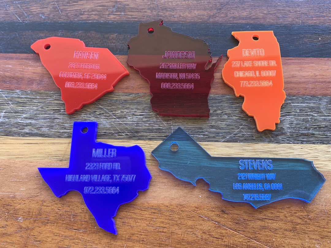 Personalized State Luggage Tag: Acrylic Low Profile Bag Tag - Etsy