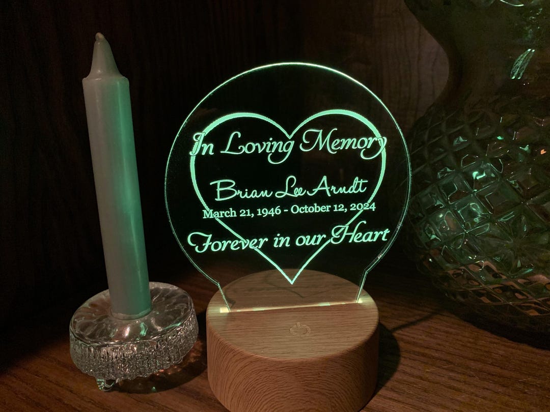 Custom Memorial Acrylic LED Light, Table Lamp, Dad Mom Remembrance Gift ...