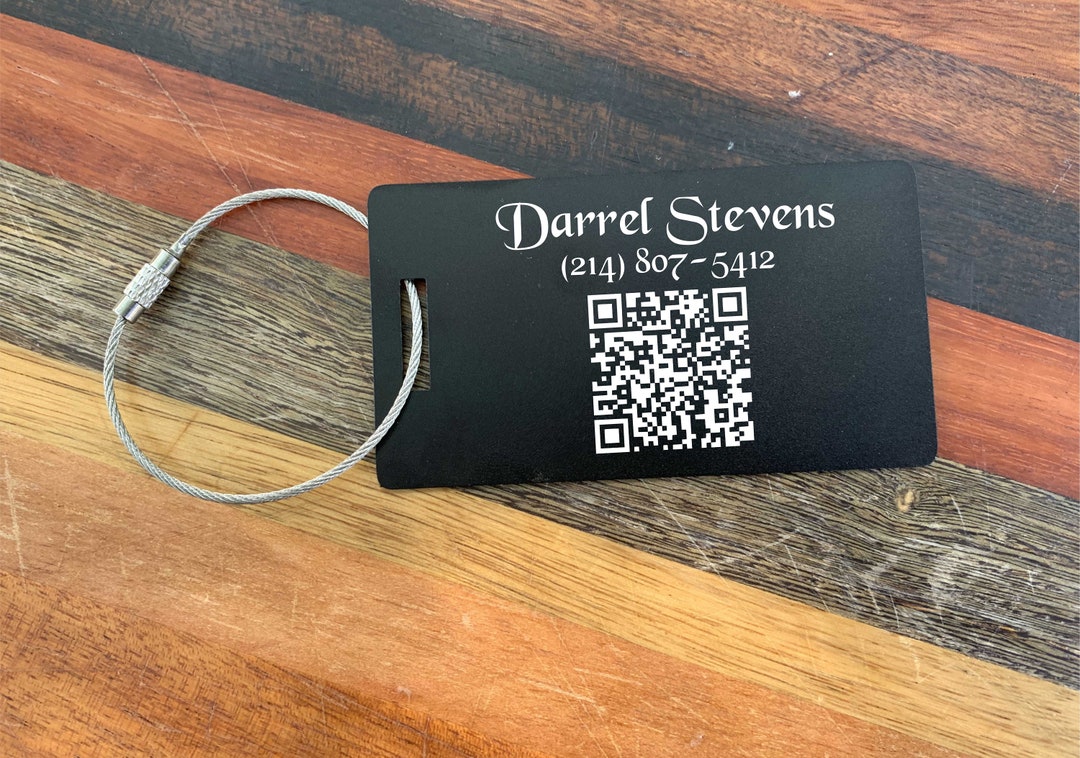 Custom QR Code Luggage Tag: Laser Engraved Aluminum ID Tag - Etsy