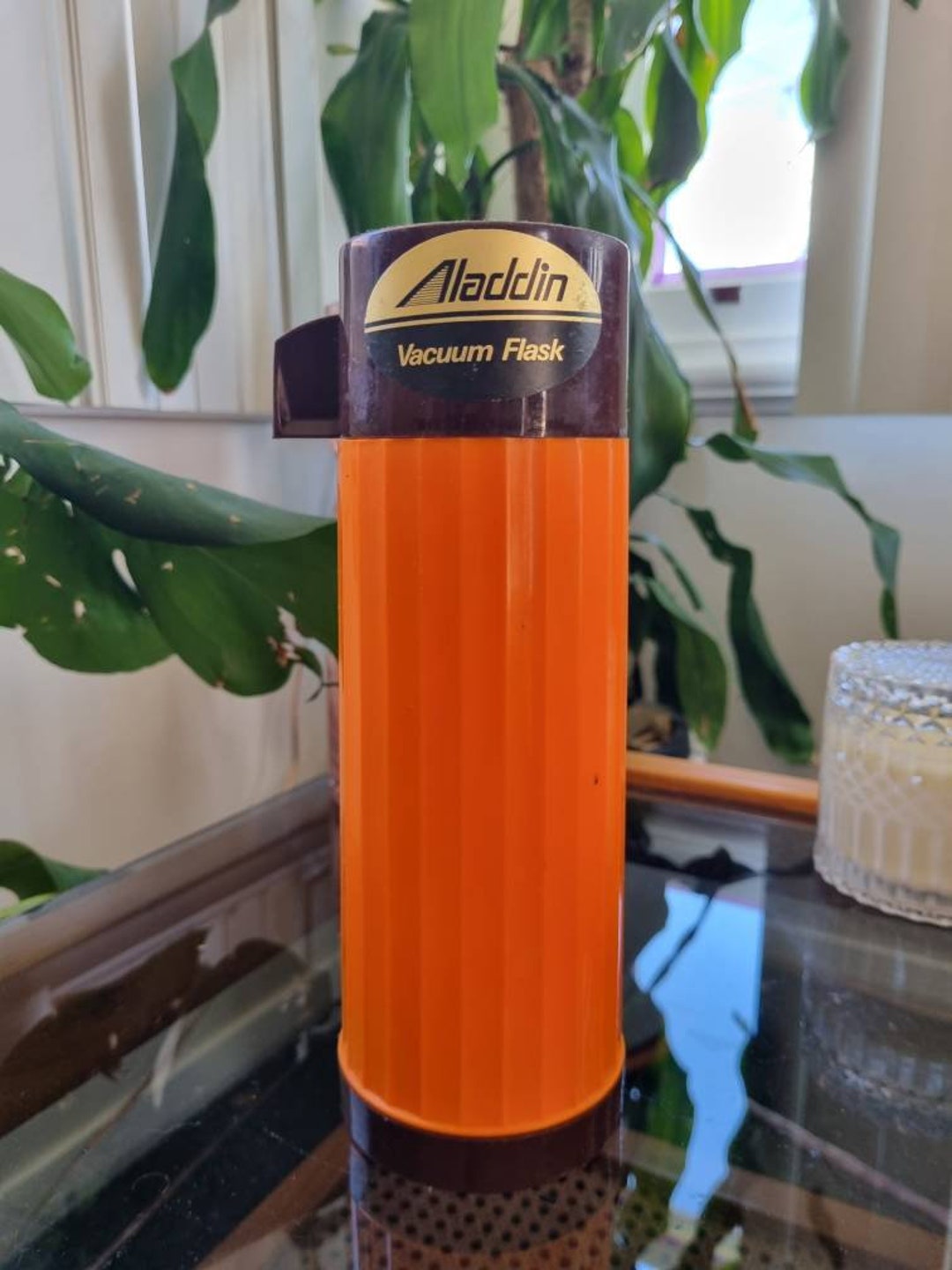Aladdin 1970s Vacuum Flask Orange Dog Tooth - Etsy