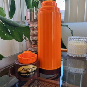 Aladdin 1970s Vacuum Flask Orange Dog Tooth - Etsy
