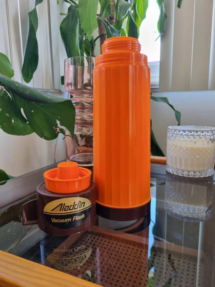 Aladdin 1970s Vacuum Flask Orange Dog Tooth - Etsy
