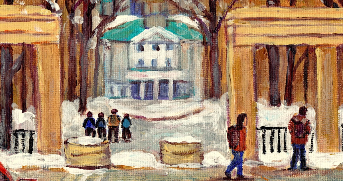 Mcgill University Entrance Roddick Gates With Students Montreal Winter ...