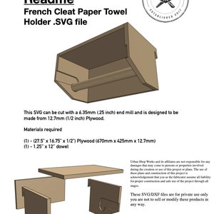 French Cleat Paper Towel Holder CNC Files: SVG/DXF for Woodworking and ...