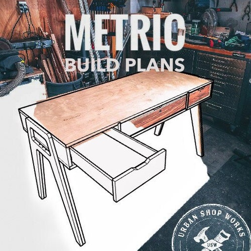 Modern Plywood Desk Build Plans - Etsy