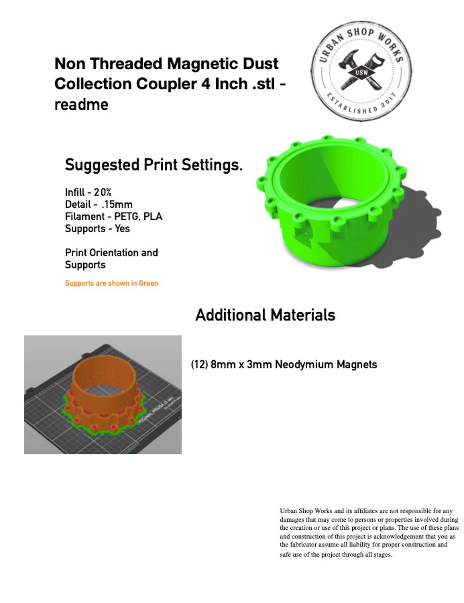 4 Inch Magnetic Dust Collection Couplers: STL Files for 3D Printing ...
