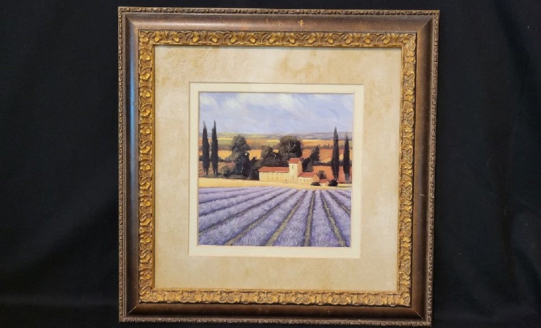 Framed Lavender Field Art Print Signed J. Weins (13”x13”) - Etsy