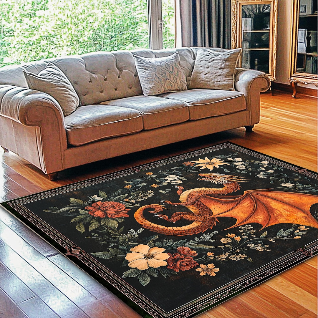 Folklore Dragon Rug | Medieval Aesthetics Fairy Tale Inspired Art ...