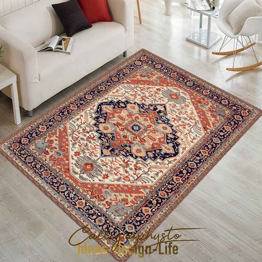 Distressed Living Room Rug Red Fade Medallion Design, Vintage Round ...