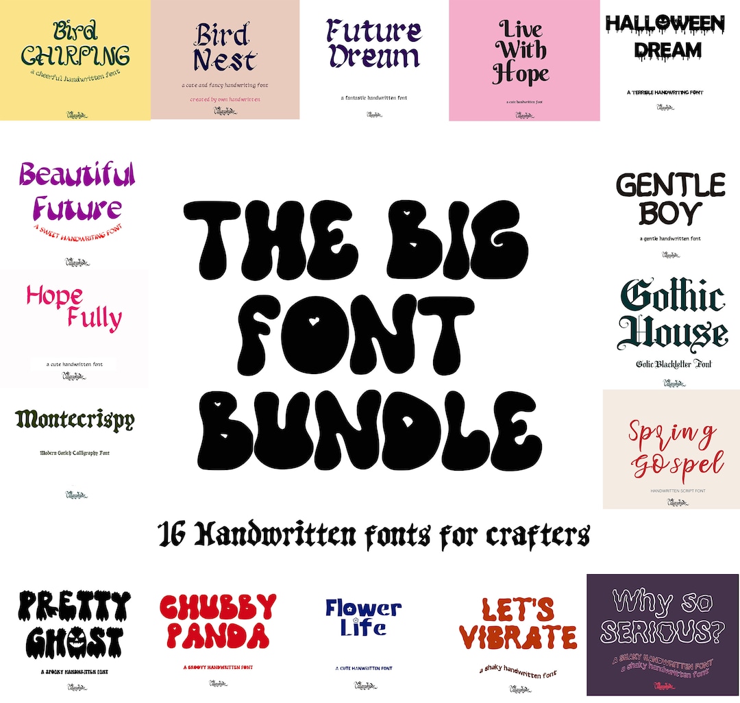Font Bundle - Cute Fonts, Cricut Font Bundle, Script Fonts, Fonts for ...
