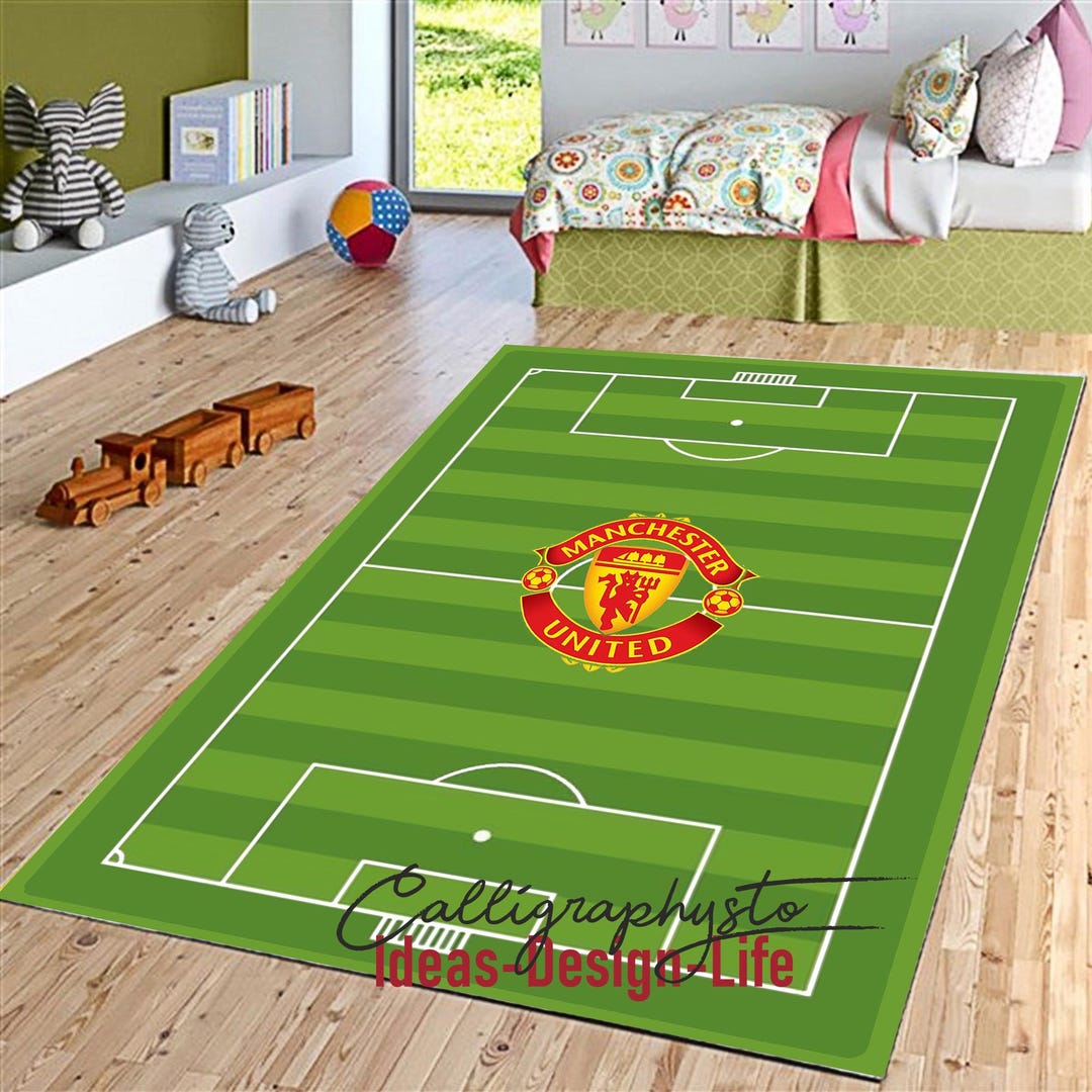 Football / Soccer Field Printed Area Rug • Washable Football / Soccer ...