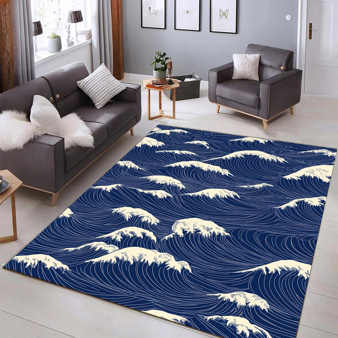 Painted in Traditional Japanese Style, an Endless Ocean Wave Japanese ...