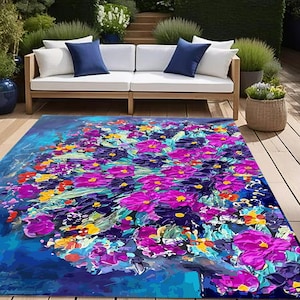 Fun Colorful Outdoor Rugs With Acrylic Paint Pattern Large Weather ...