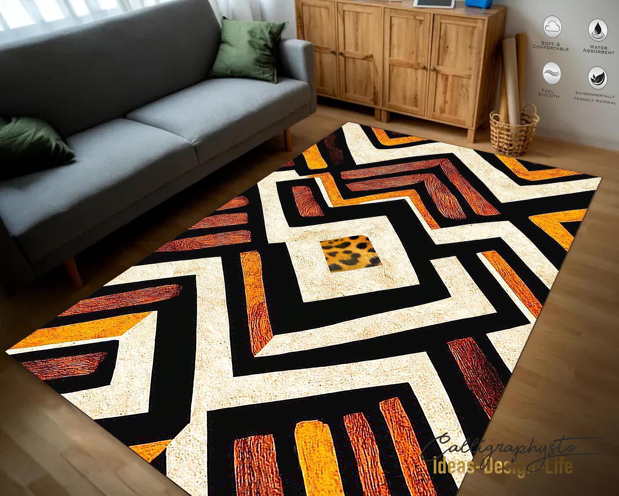 Savannah Area Rugafrican Runnerafrocentric Non Slip Carpetsafari Ethnic ...