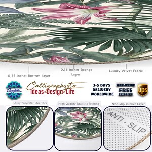 Tropical Round Rug|exotic Floor Carpet|forest Non Slip Circle Rugs|leaf ...