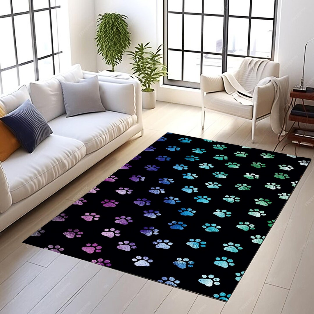Cozy up With Our Living Room Carpet Featuring Adorable Dog Paw Prints ...