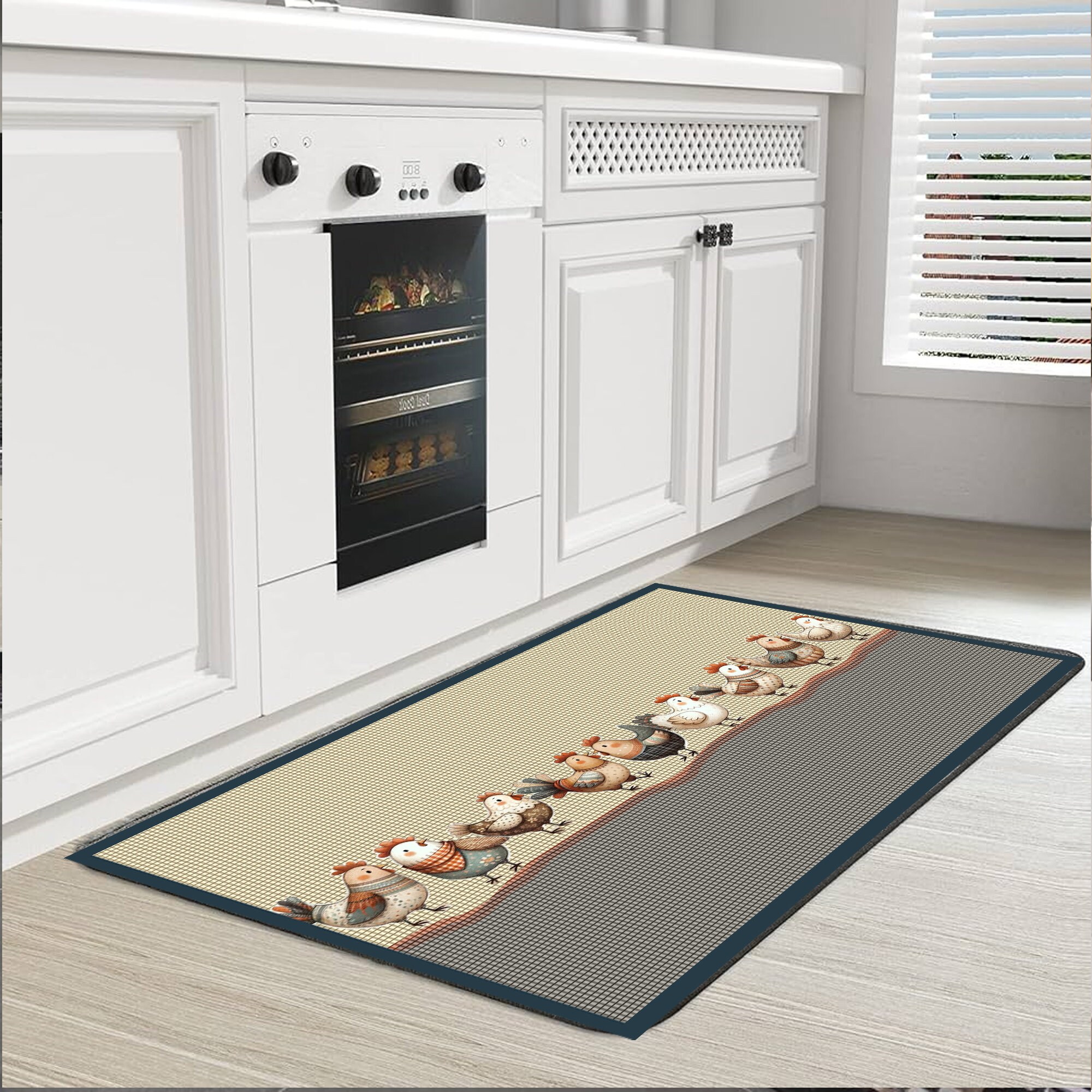 Chicken Kitchen Dining Room Runner Rug / Mat Non-slip Machine Washable ...