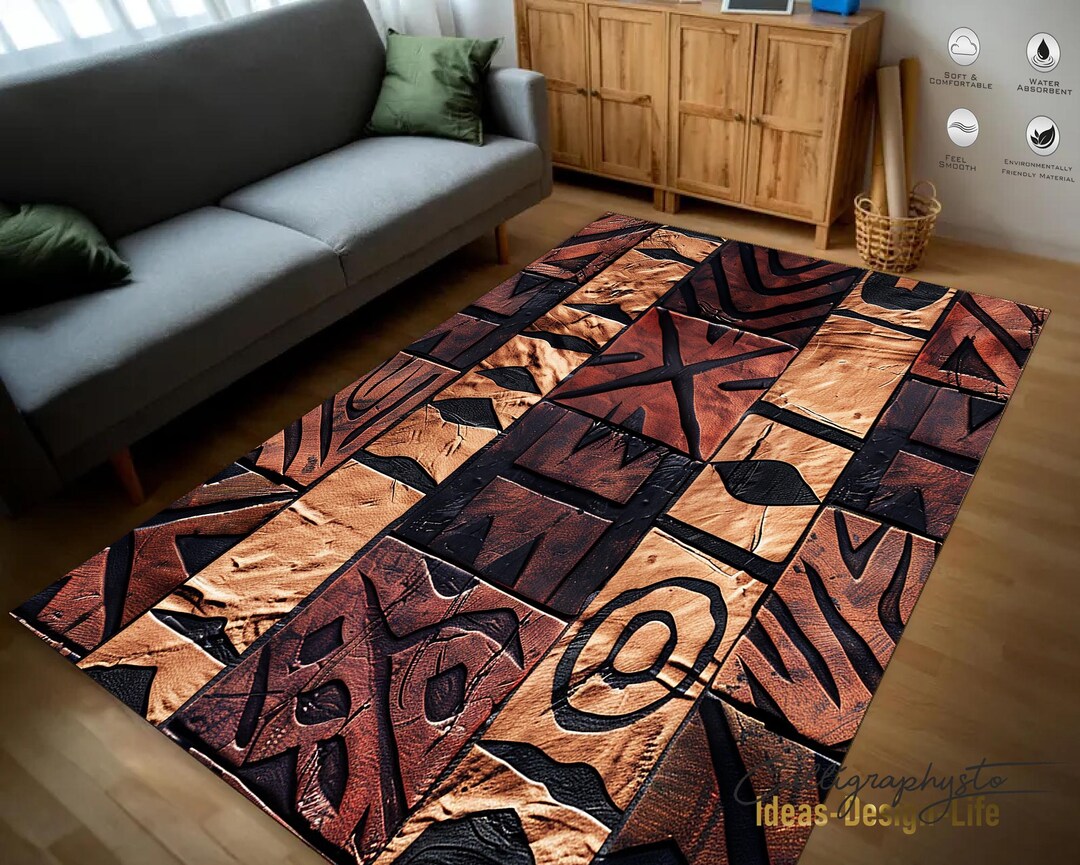African Safari Area Rug | Afrocentric Brown Non-slip Carpet - Etsy