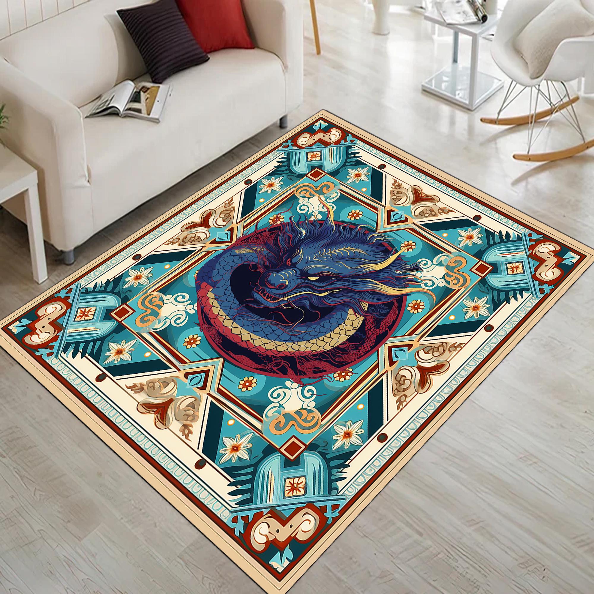 Folklore Dragon Area Rug | Cottagecore Art, Non-slip Base - Etsy