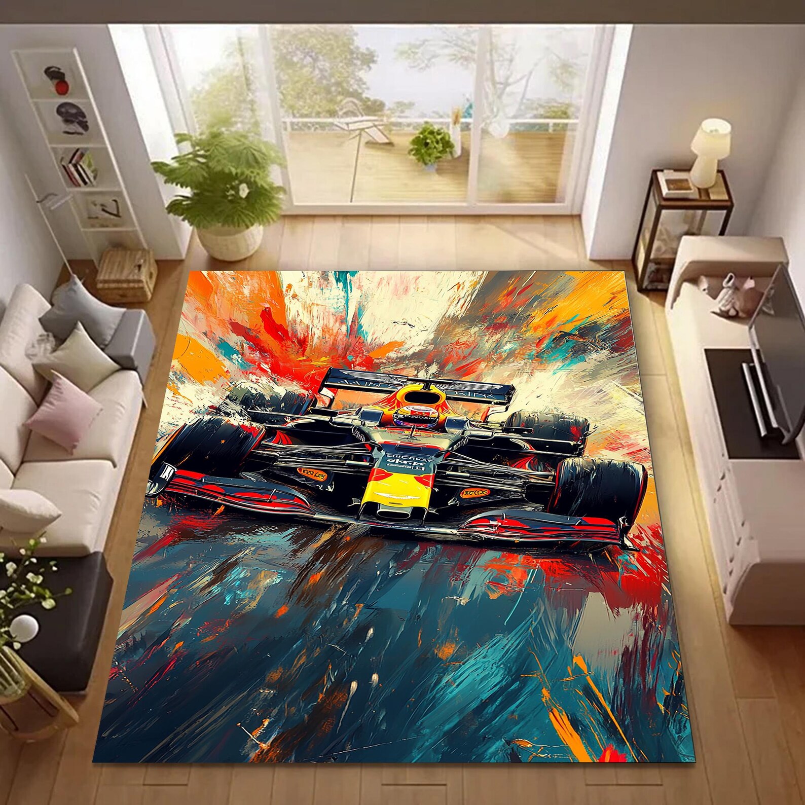 F1 Race Car Rug: Colorful Non-slip Man Cave Decor - Etsy