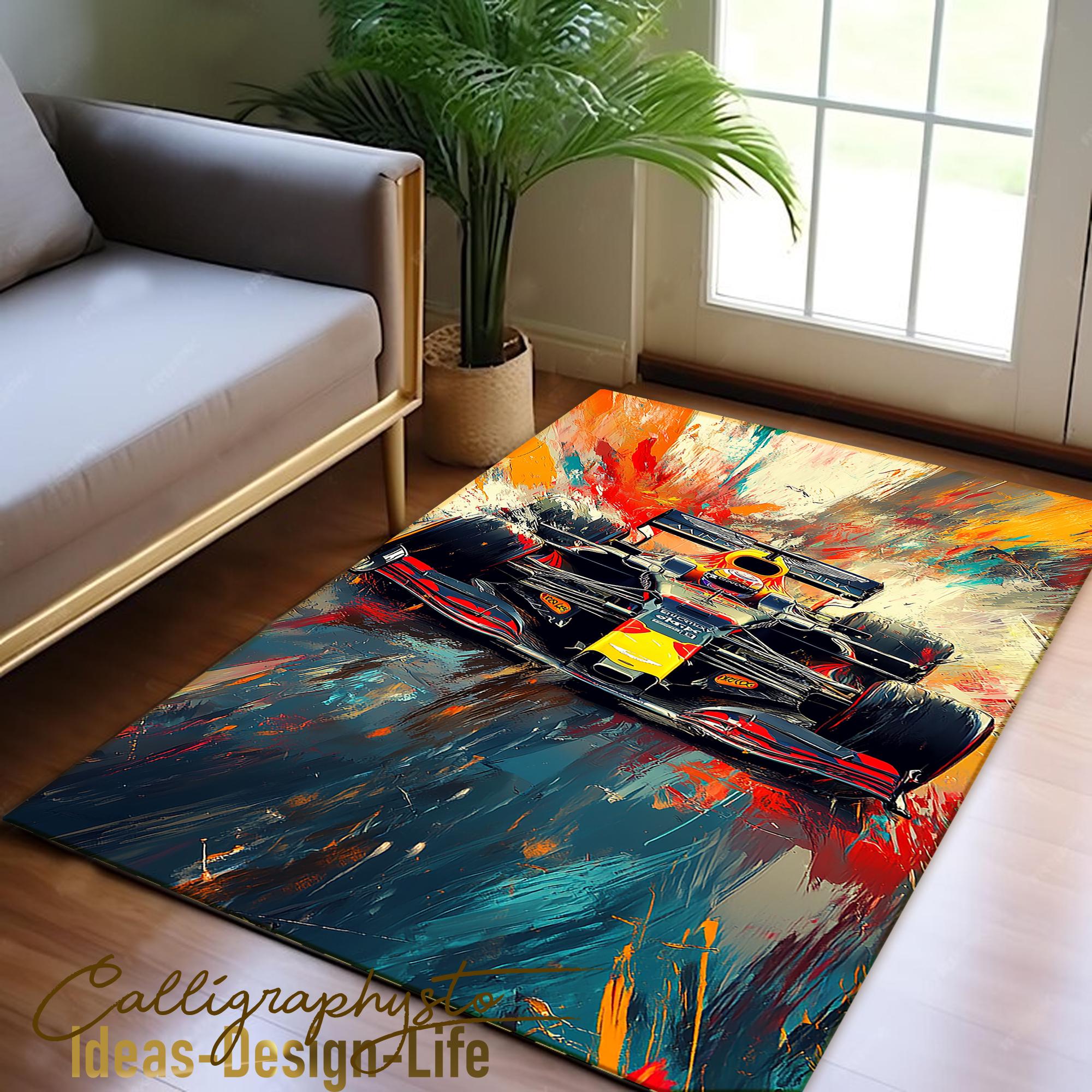 F1 Race Car Rug: Colorful Non-slip Man Cave Decor - Etsy