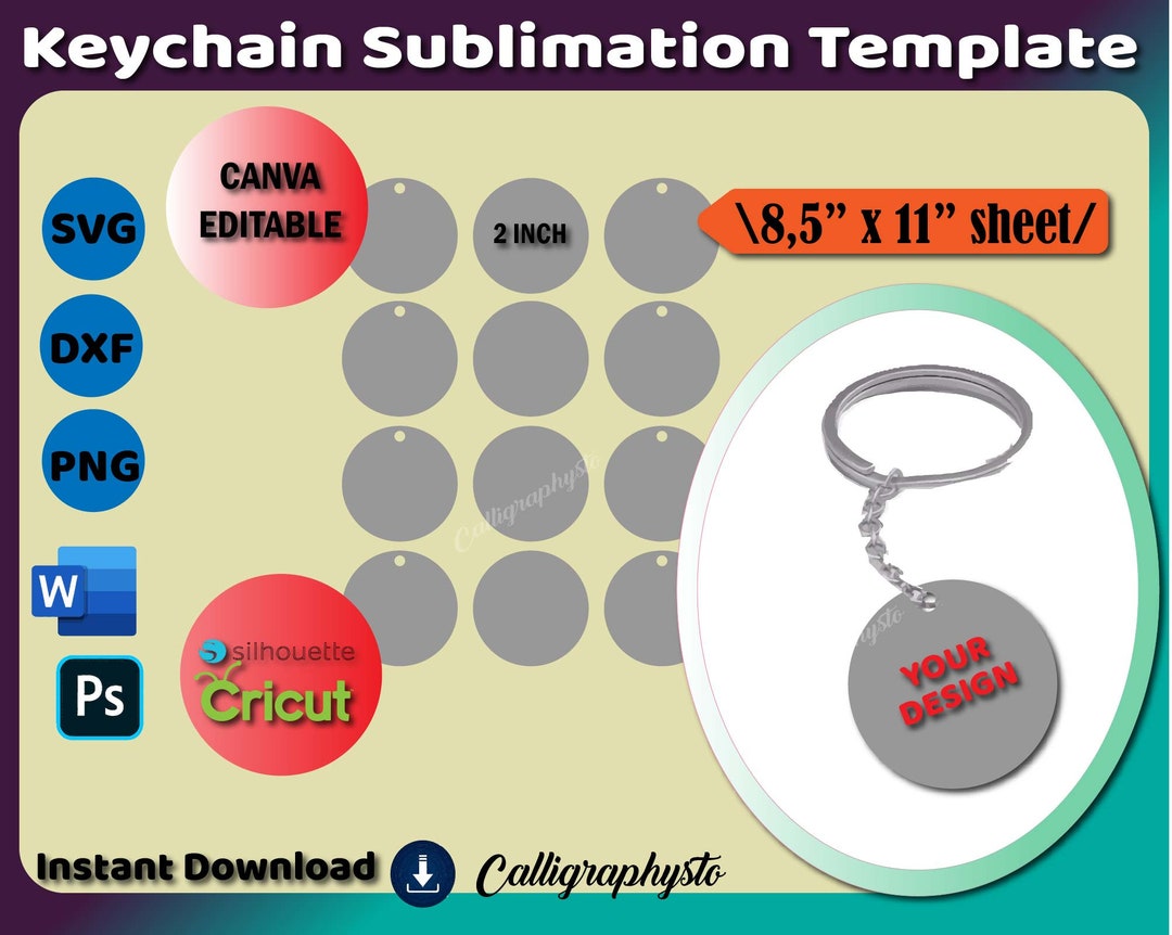 DIY Sublimation Keychain Template Bundle - Canva SVG, DXF, Png, Psd ...