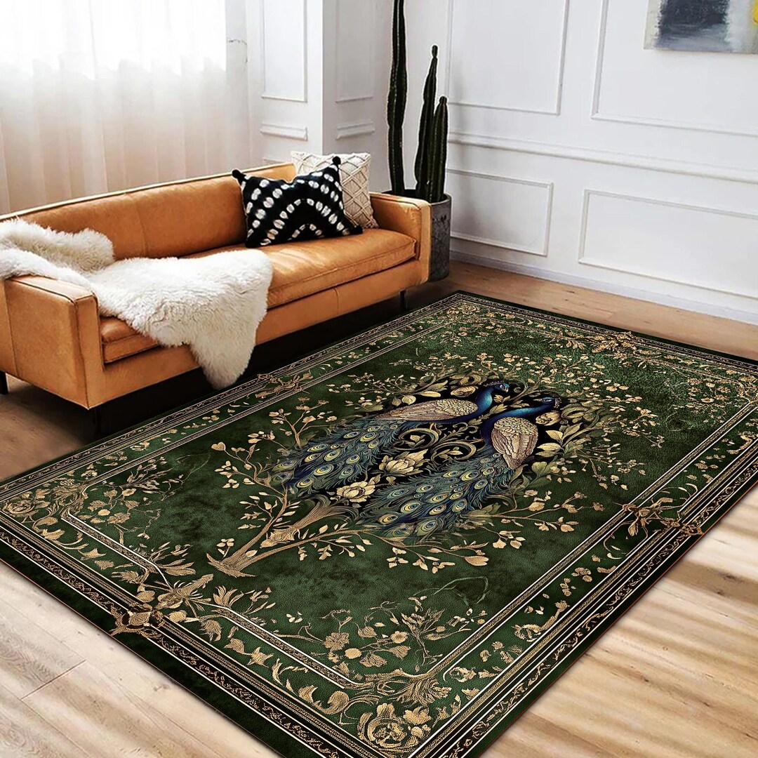 Peacock Gothic Rug: Vintage Dark Academia Decor - Etsy