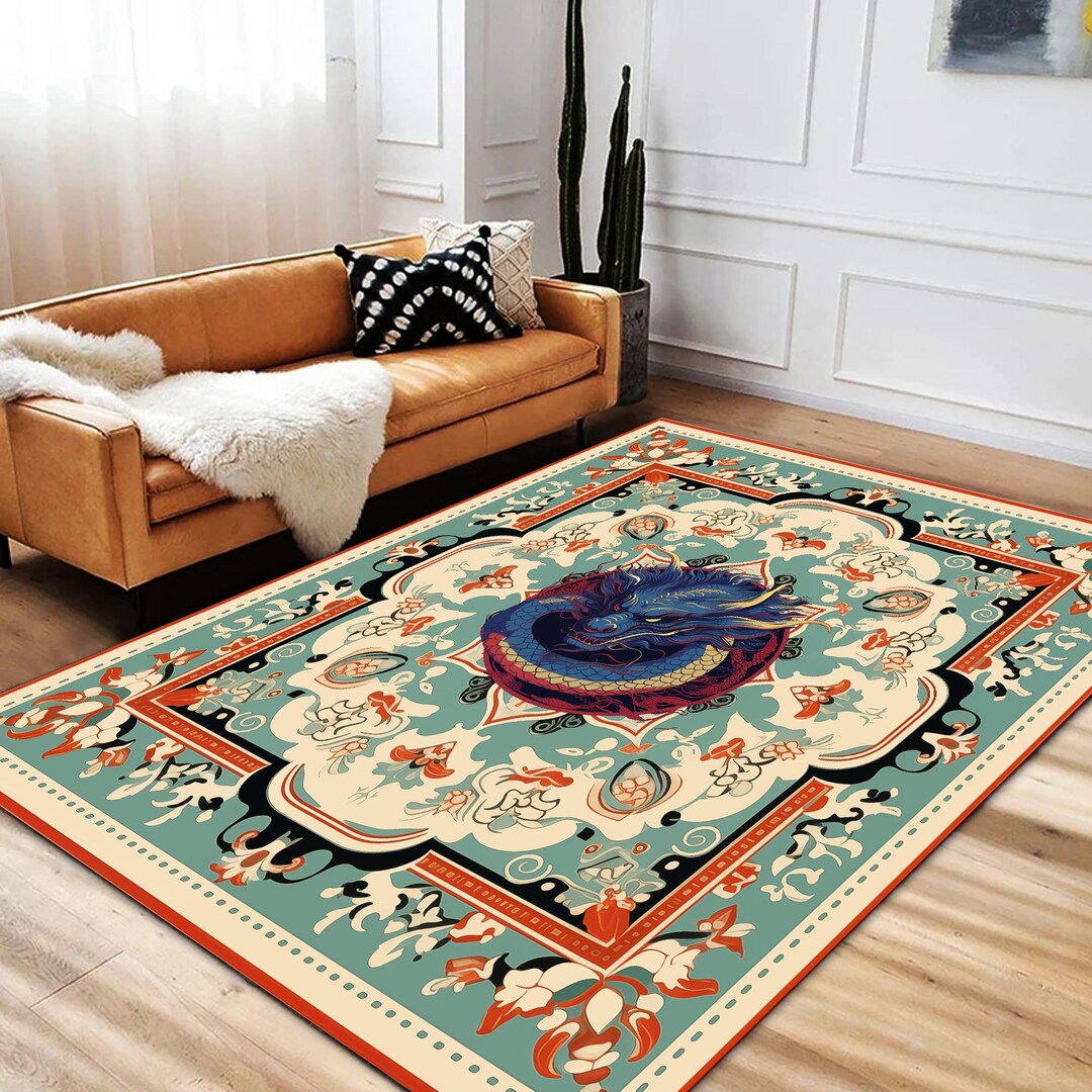 Folklore Dragon Rug: Medieval Cottagecore Art, Non-slip - Etsy