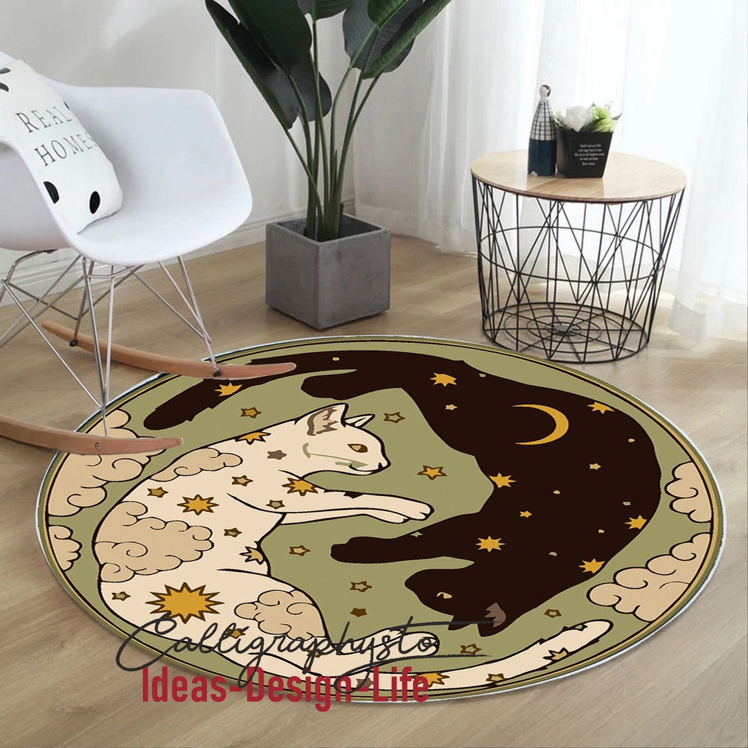 Cat Rugs, Round Rug, Circle Rugs, Animal Rug, Boho Rug, Luxury Rug ...