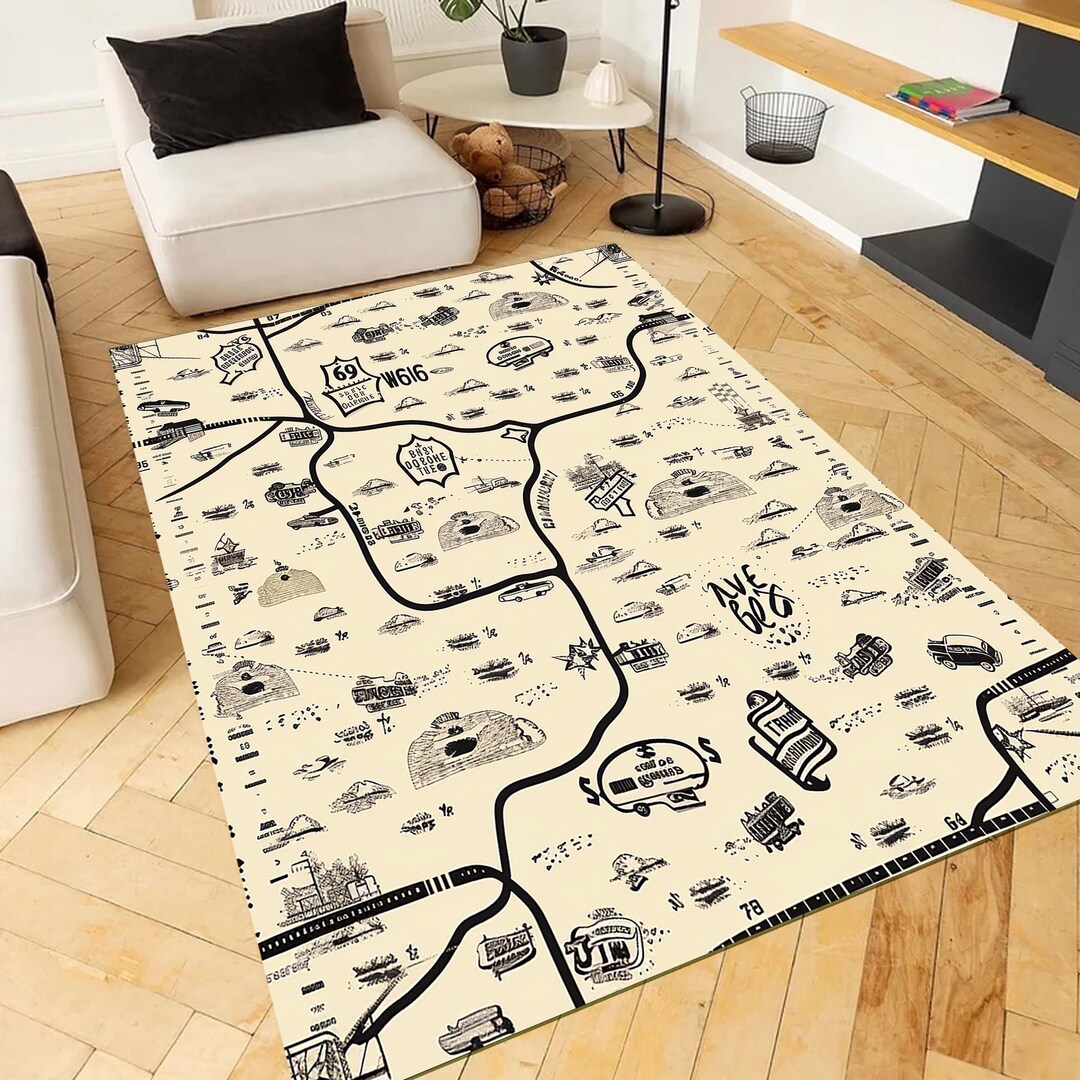 US Route 66 Rug, America's Main Street Mat, Machine Washable Rug, Will ...