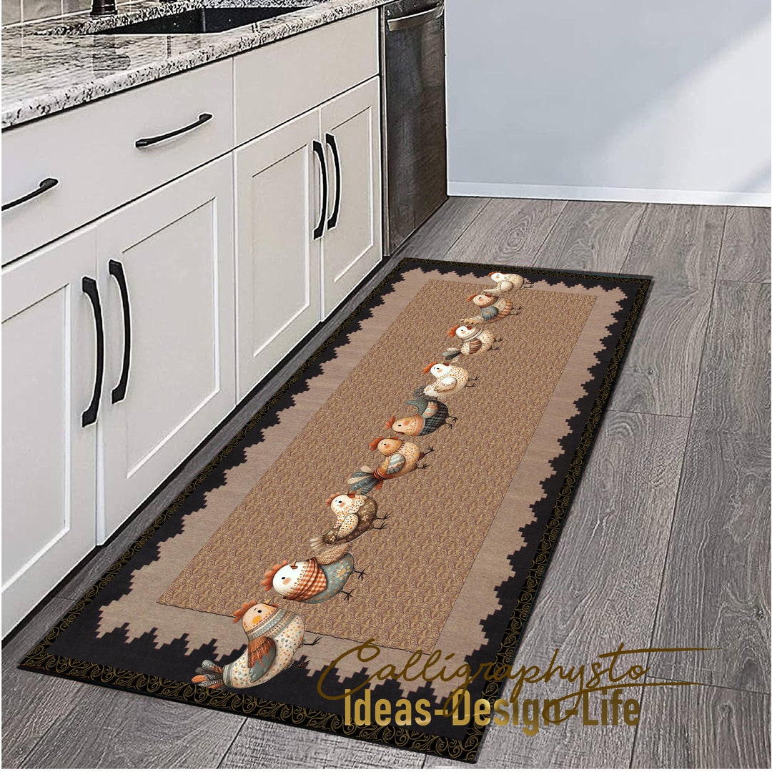 Chicken Kitchen Dining Room Runner Rug / Mat Non-slip Machine Washable ...