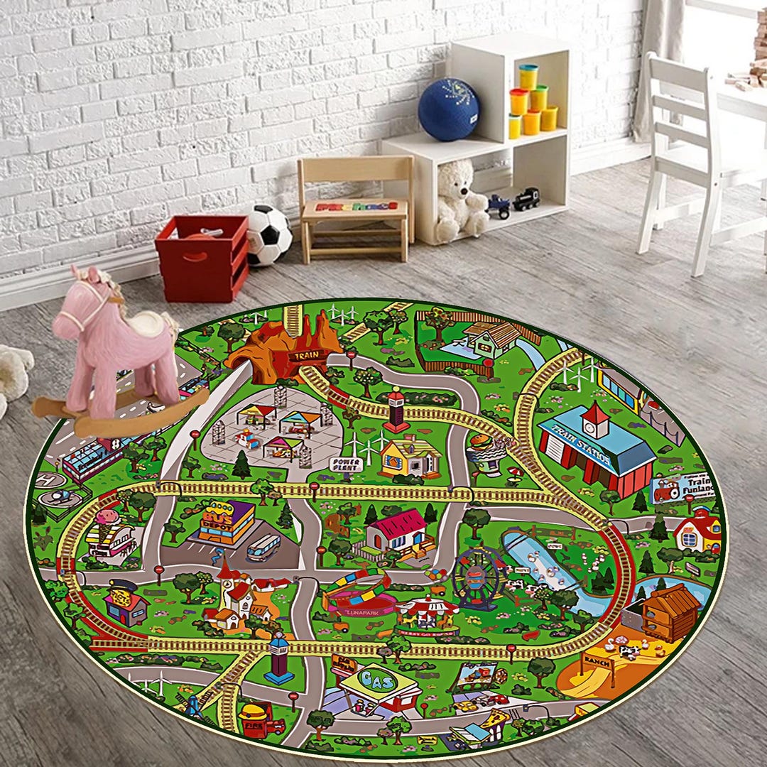 Kids Roads Car Play Mat Fun Interactive Play Time Mat Girls Boys ...