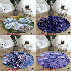 Floral Round Rug, Blue Hydrangea Pattern (soft, Non-slip) - Etsy