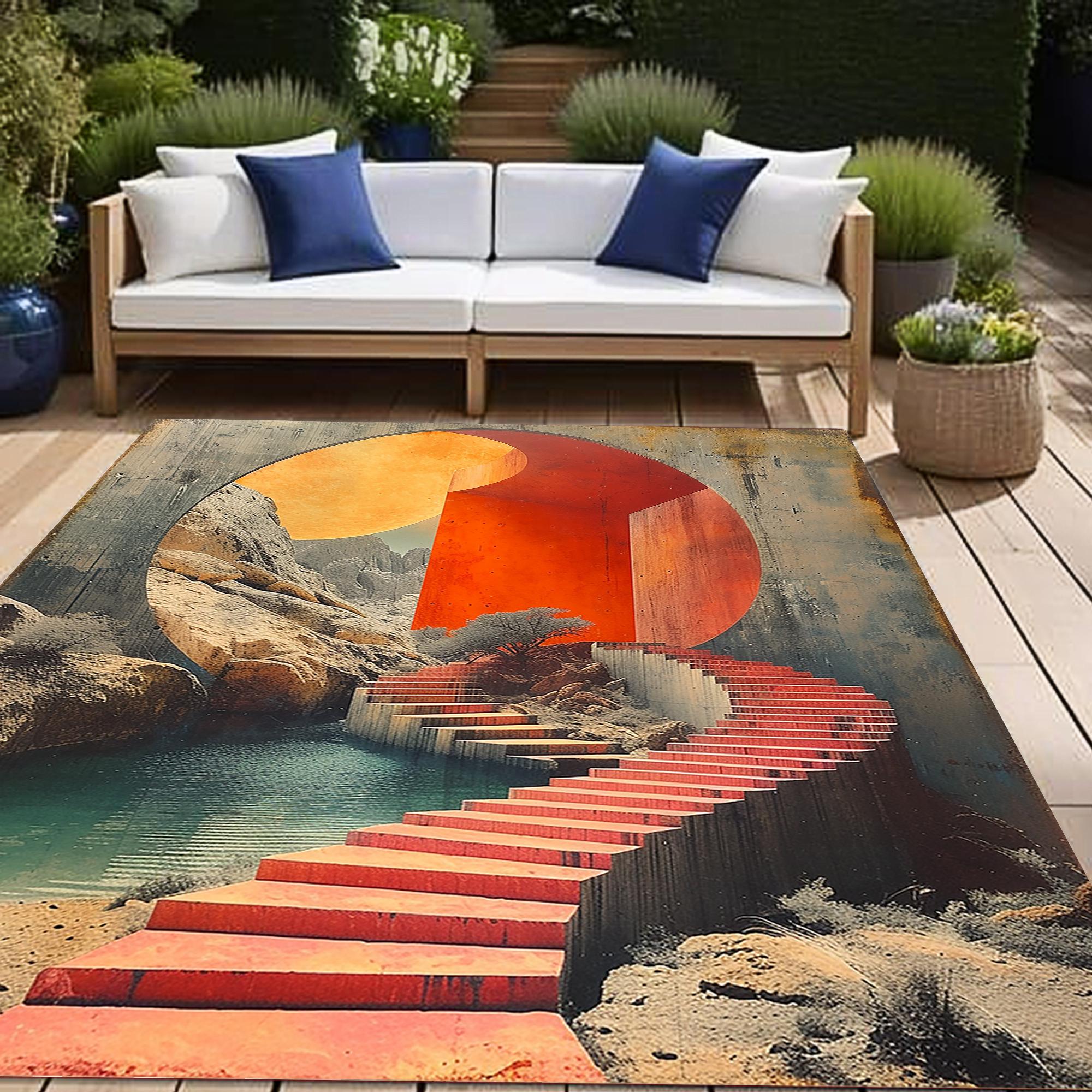 70s Retro Burnt Orange, Earthy Brown and Cream Geometric Mid Century ...