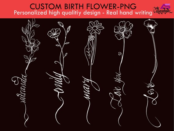 Custom Name Design 2 Personalized Tattoo Design Birth Flower - Etsy