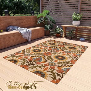 Fun Colorful Outdoor Rugs Large Weatherproof Easy Clean Washable Garden ...