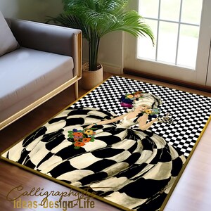 Victorian Lady Rug|renaissance Maiden Rug|baroque Rugs|check Rubber ...