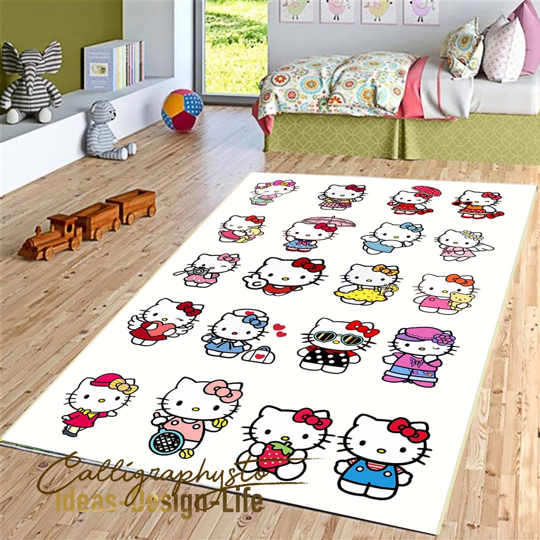 Hello Kitty Rug, Non-slip, Kids Room Decor, High Quality, Machine ...