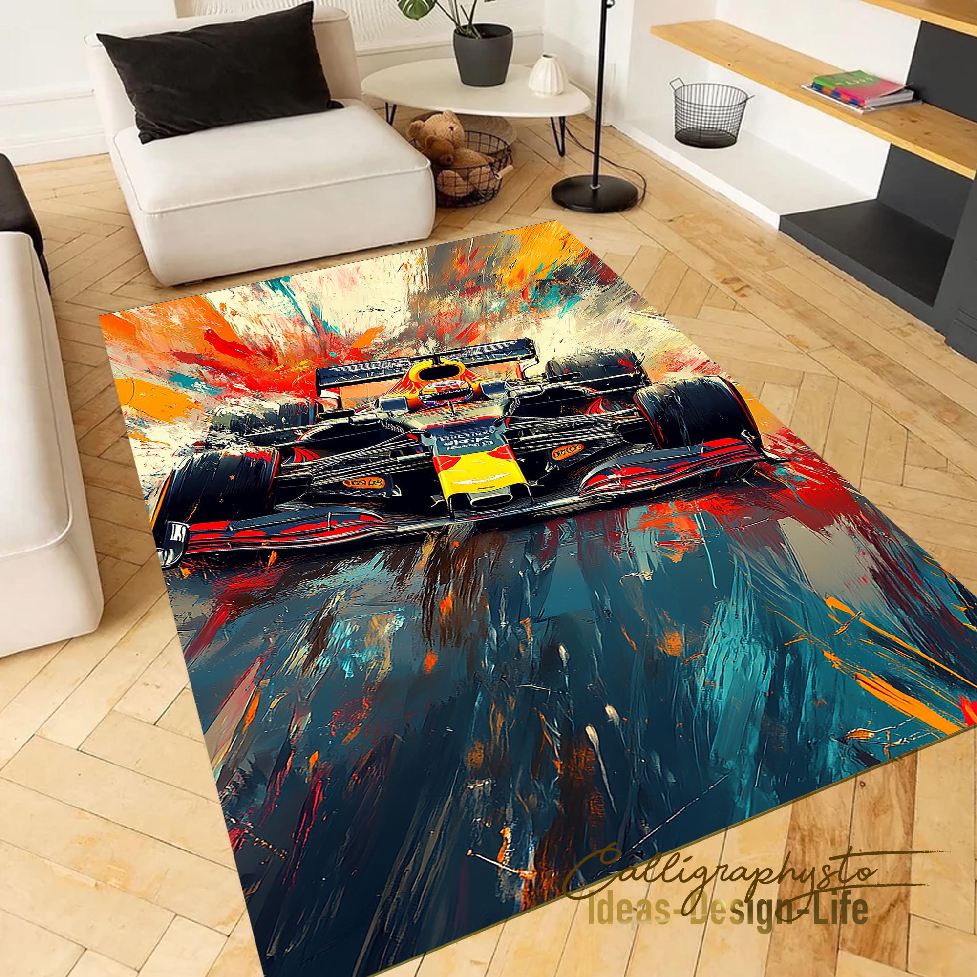 F1 Race Car Rug: Colorful Non-slip Man Cave Decor - Etsy