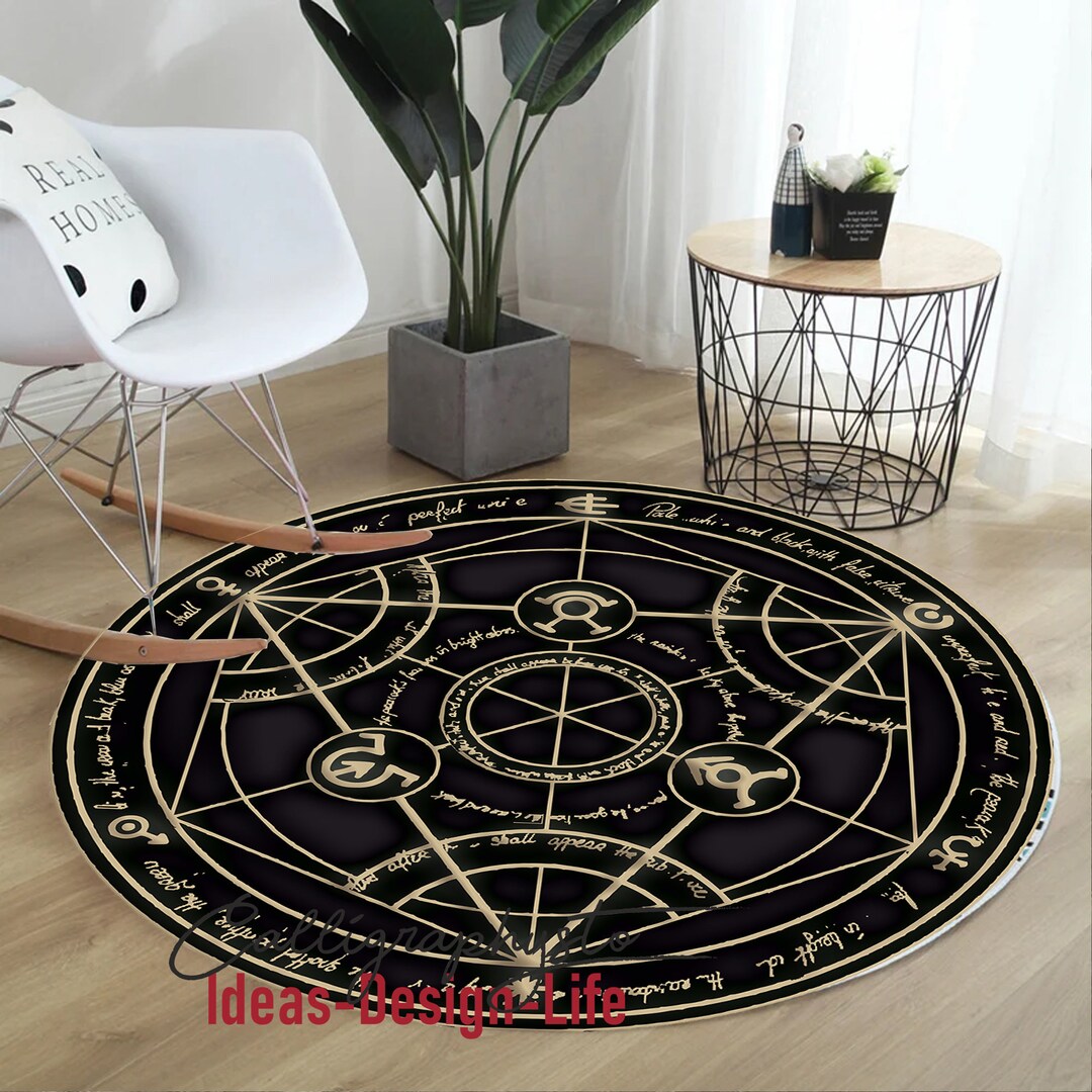 Full Metal Transmutation, Round Rug, Circle Cool Game Symbol Round Rug ...