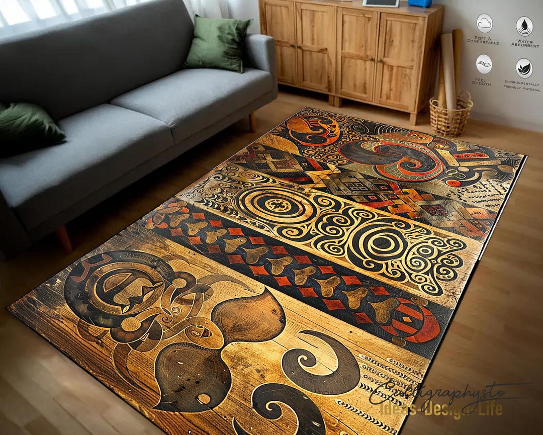 Viking Decor Rug, Valknut Norse Pagan Art, Scandinavian Folk Art Viking ...