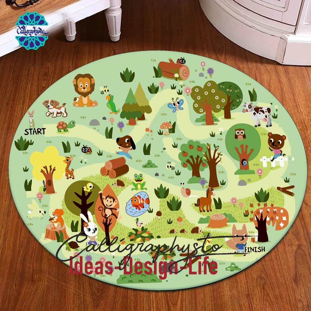 Village Play Mat, Animals Royalty Nursery Rug|forest Playmate for Kids ...