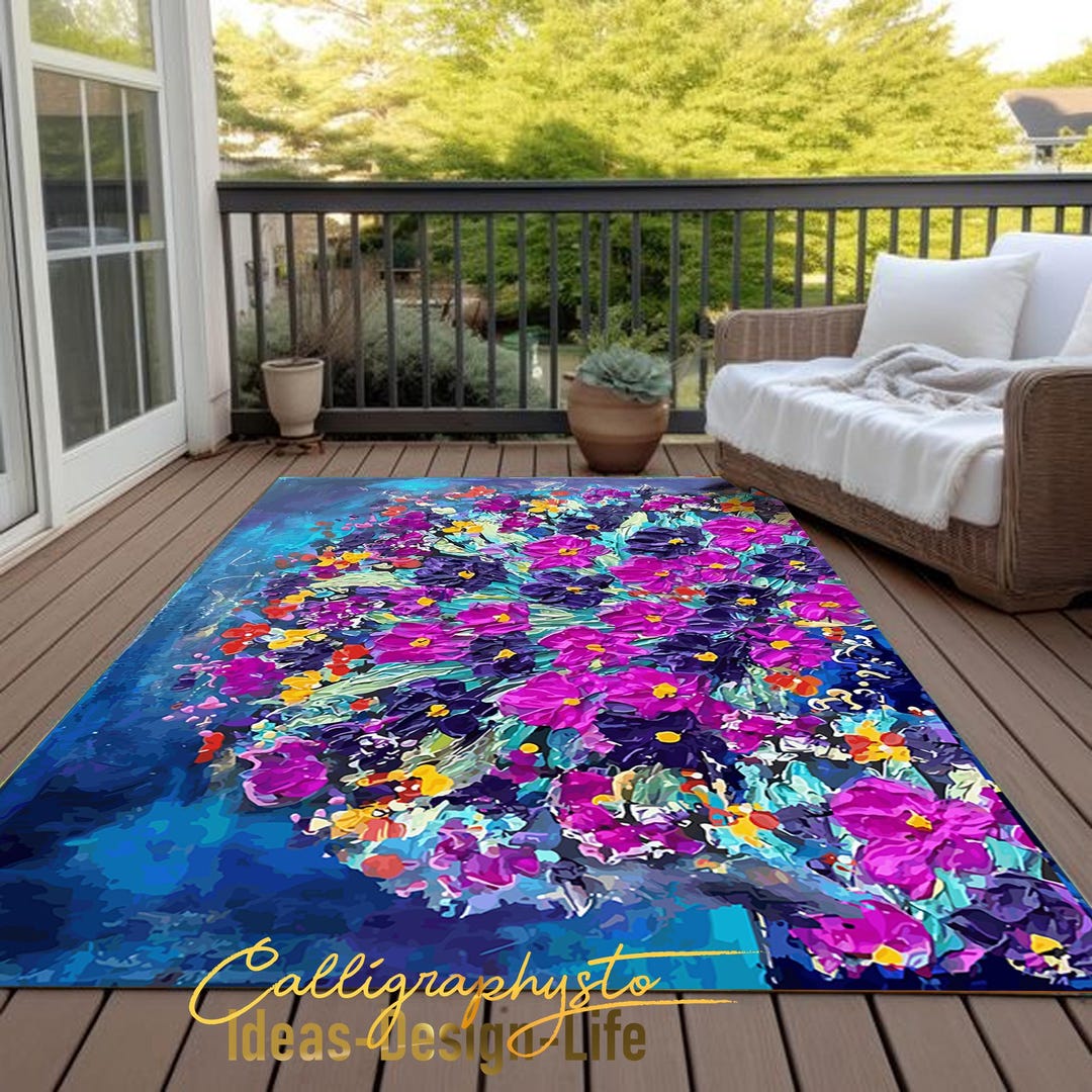 Fun Colorful Outdoor Rugs With Acrylic Paint Pattern Large Weather ...