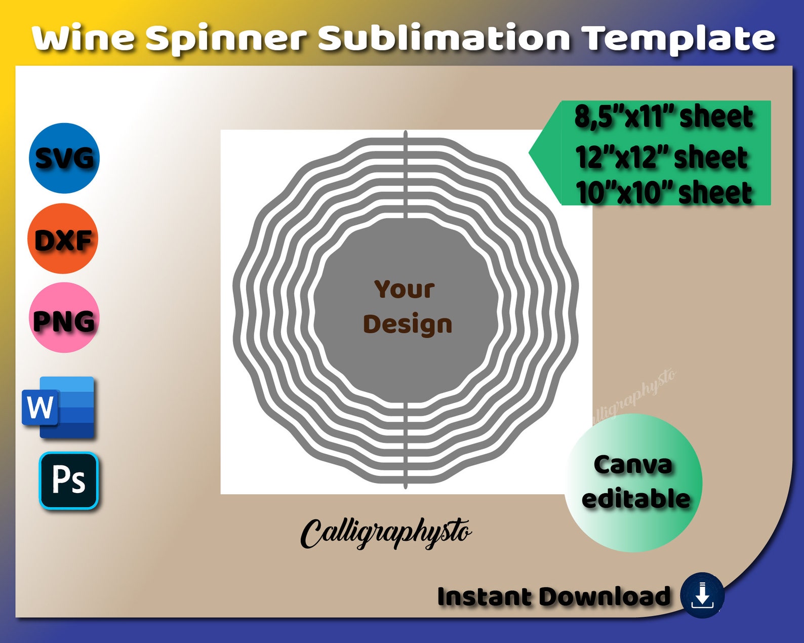 Wind Spinner Sublimation Template (svg, Dxf, Png, Psd) (digital ...