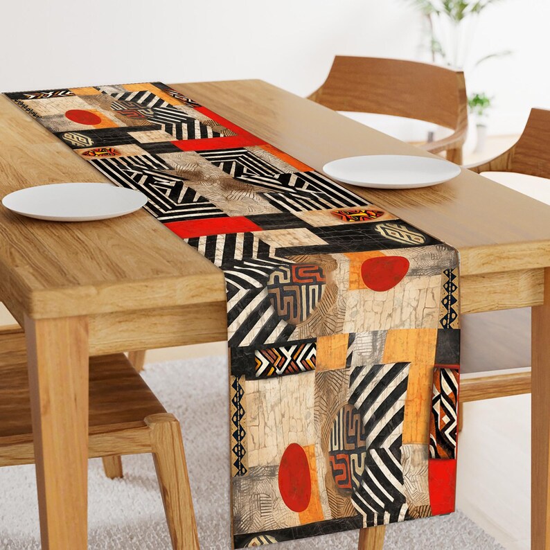 Savannah Table Runner, African Safari Style, Red Oriental Design ...